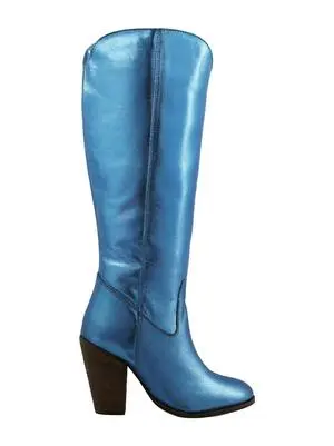 RAG & CO Great-storm Metallic Leather Calf Boots In Blue By Rag & Co