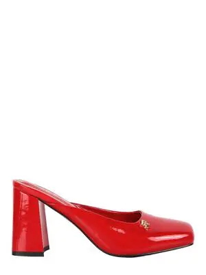 RAG & CO Neoplast Patent Pu Block Heeled Mules In By - Red