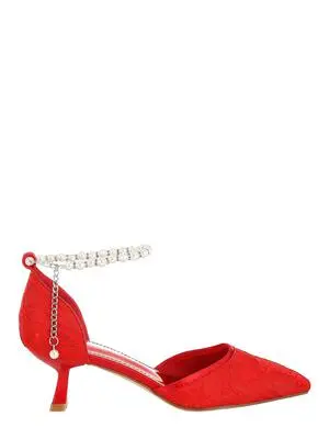 RAG & CO Laika Lace Kitten Heel Sandals In Red By Rag & Co