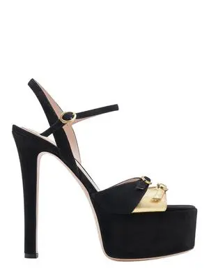 Valentino Garavani Crasher Suede Platform Sandals - Black