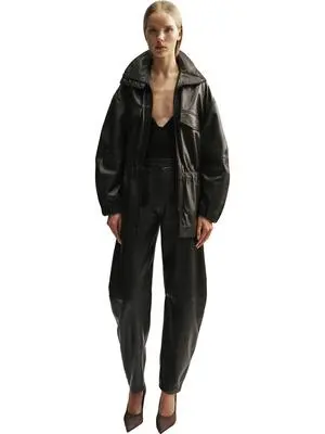 BARDOT RYAN LEATHER BARREL PANT DARK CHOCO