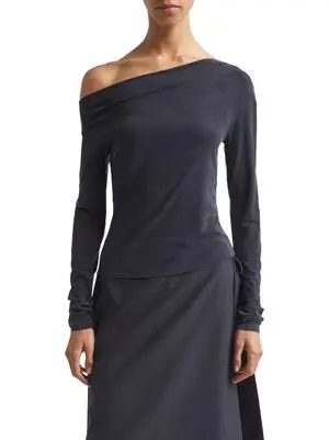 ST. AGNI Cupro Jersey Long Sleeve Top - Black