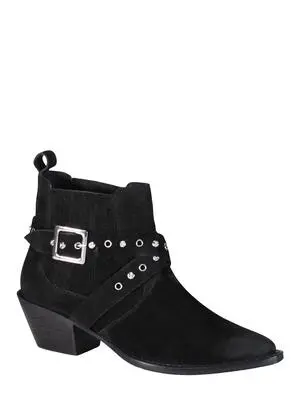 DIBA TRUE Funky Tune Suede Studded Ankle Bootie Black