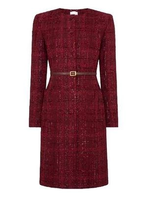 REALLY WILD CLOTHING Audrey Boucle Belted Coat - Wine