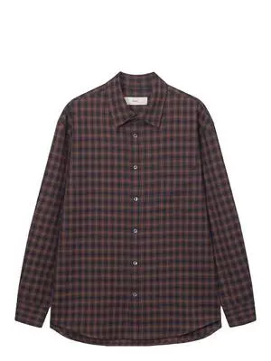 DUNST Oversize Check Flannel Button-up Shirt - Brick