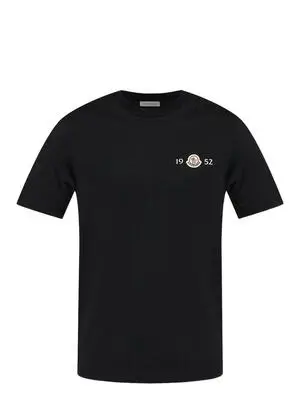 MONCLER Black T-shirt With Logo Patch