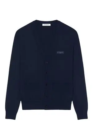 Givenchy Cardigan "couture Seam" In Wool With Grosgrain Detai - Blue