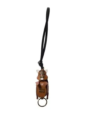 Miu Miu Cognac Leather Key Ring Trick - Brown