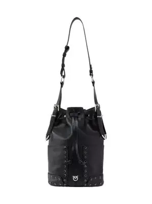 Pinko Studded Leather Bucket Bag - Black