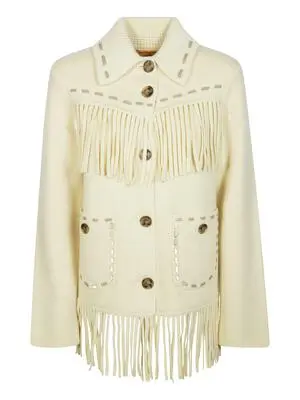 Guest In Residence Western Fringe Cashmere-wool Jacket - Beige
