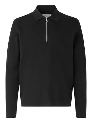 Samsøe Samsøe Long Sleeve Zip Polo Shirt - Black