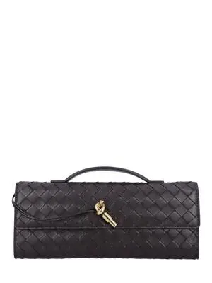 Bottega Veneta Bottega Veneta Mini Andiamo Intrecciato Leather Clutch With Metallic Knot Closure Fondent