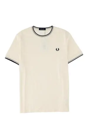 Fred Perry Fred Perry Mini Logo T-Shirt In 100% Cotton Ivory