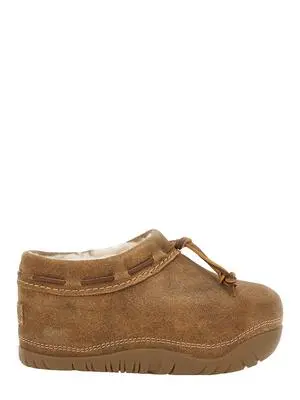 UGG Bucked Clog Ankle Boot With Rubber Sole & Faux Fur Lining - Brown