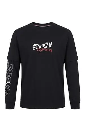 EVISU Ht Fortune Cat Printed Long Sleeve Tee - Black