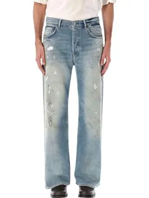Acne Studios Paint-splatter Straight-leg Jeans - Blu