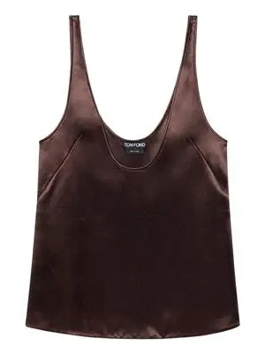 TOM FORD Silk Plunge-neck Tank Top - Brown