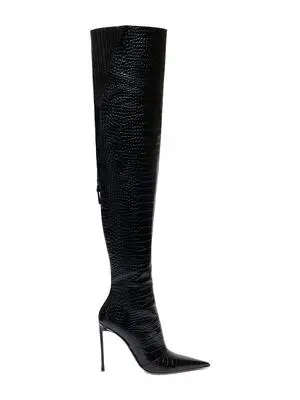 TOM FORD Croc-embossed Leather Over-the-knee Boots 105 - Black