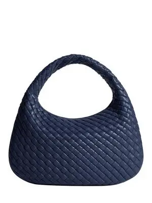 Bottega Veneta Small Leather Veneta Shoulder Bag - Blue