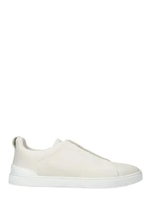 Zegna Leather Triple Stitch Sneakers - Beige