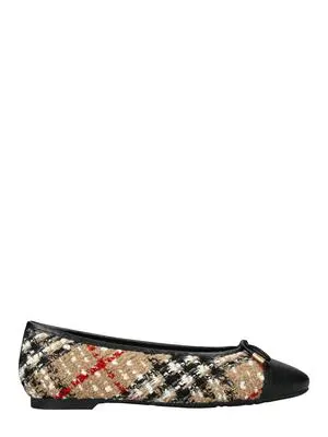Burberry Bouclé Check Highgate Ballet Flats - Beige