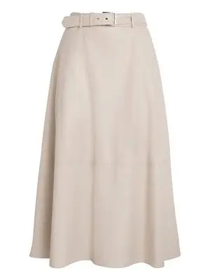 MAX MARA Faux Leather Midi Skirt