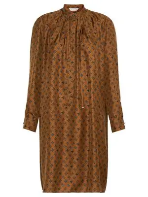 Max Mara Silk Logo-print Shirt Dress - Brown