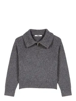 Maje Yak-blend Quarter-zip Sweater Black