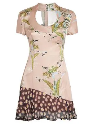 Staud Silk-blend Printed Rae Mini Dress - Pink