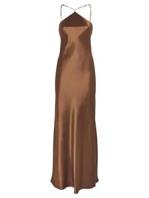Staud Satin Cadence Maxi Dress - Brown