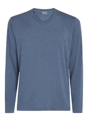 Hanro Casuals V-neck Pyjama T-shirt - Blue