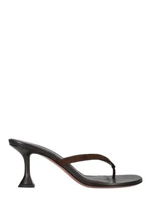 Amina Muaddi Suede Juliette Heeled Sandals 70 - Brown