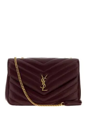 Saint Laurent Burgundy Leather Large Lou Lou Shoulder Bag - Red