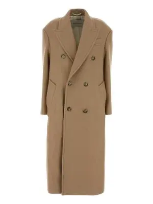 AMI Paris Beige Wool Coat - Brown