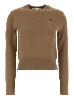 AMI Paris Camel Wool Sweater - Brown