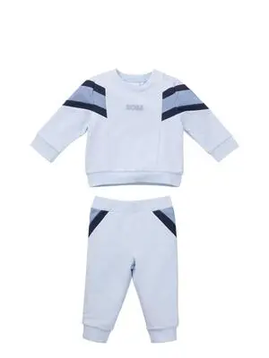 BOSS Baby Tracksuit In Stretch Cotton With Logo Prints - Light Blue