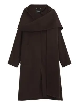 BOSS Wool-blend Coat With Detachable Scarf