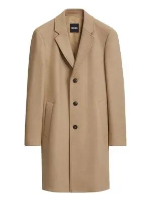 BOSS Slim-fit Coat In A Wool Blend Beige