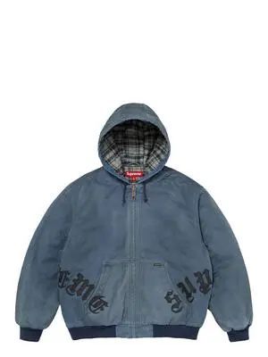Supreme Leather Appliqué Hooded Work Jacket 'navy' Blue