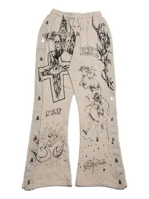 HELLSTAR Graffiti Mirror Face Sweatpants - Grey