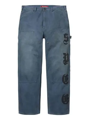 Supreme Leather Appliqué Double Knee Painter Pant 'navy - Blue