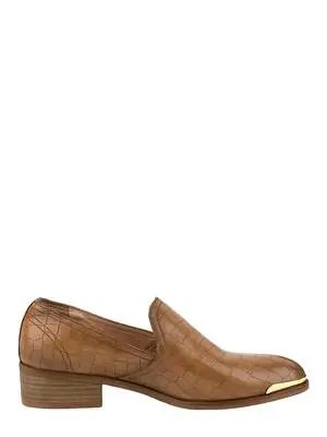RAG & CO Lilliam Metal Highlight Casual Leather Loafers In Tan By - Brown