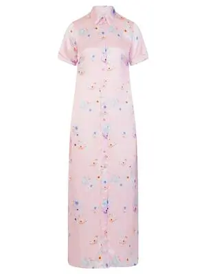 SOPHIE CAMERON DAVIES Silk Maxi Dress Pink Beach Flower