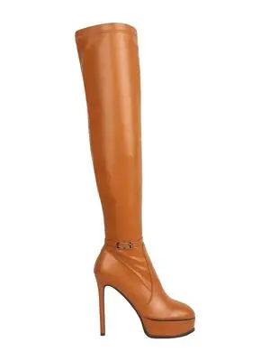 RAG & CO Neutrals Twinkles Patent Stiletto Heeled Long Boots In Tan By - Brown