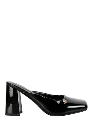RAG & CO Neoplast Patent Pu Block Heeled Mules In By - Black