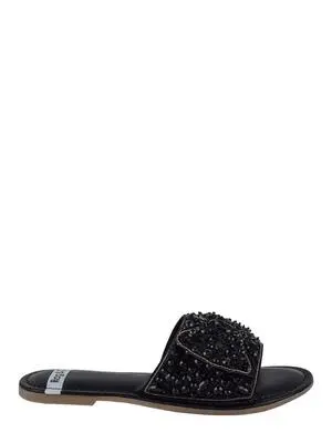 RAG & CO Pipa Big Bow Beaded Flats In Black By Rag & Co Black
