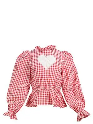 KRISTINIT Gingham Heart Top - Red