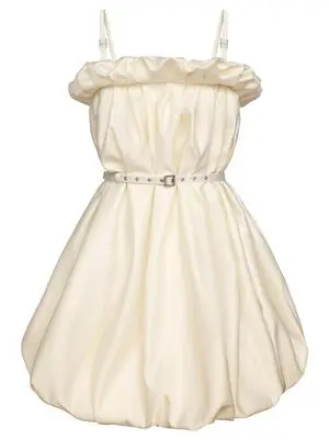 POST MERIDIEM Neutrals Draped Thin Strap Mini Dress With Belt White