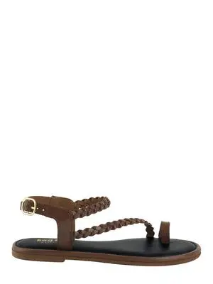 RAG & CO Stallone Tan Braided Flat Sandals By - Brown