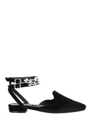 RAG & CO Salome Embellished Ankle Strap Velvet Mules In By - Black
